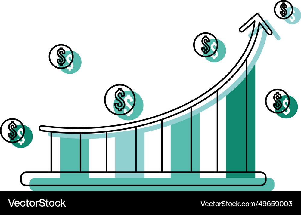 Growing business graph finance icon Royalty Free Vector