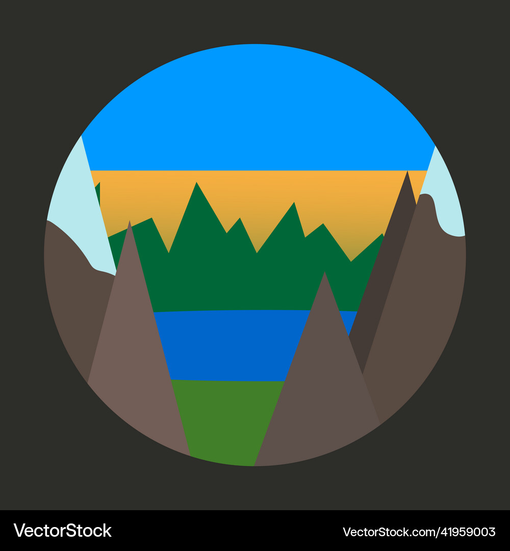 Land logo in a circle on dark Royalty Free Vector Image