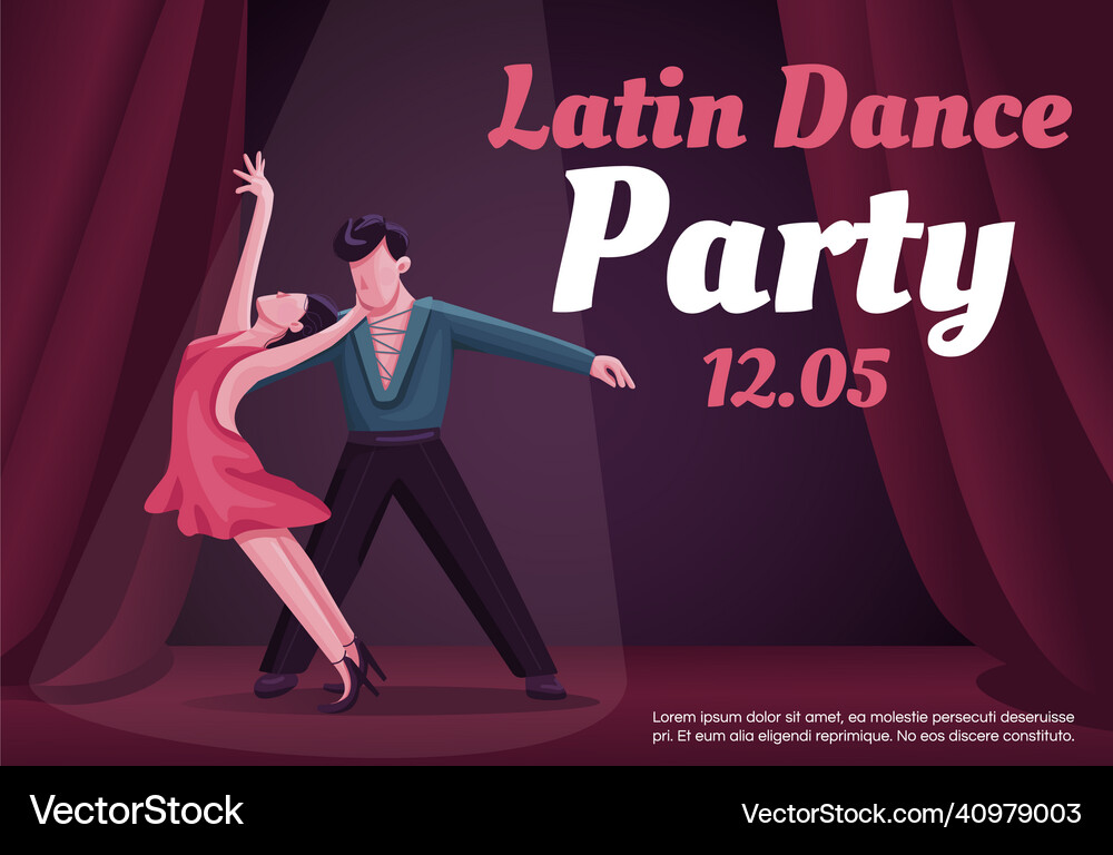 Latin dance party banner flat template brochure Vector Image