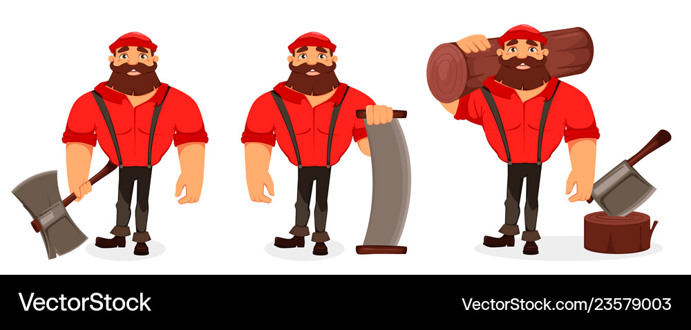 Lumberjack handsome logger cartoon character Vector Image
