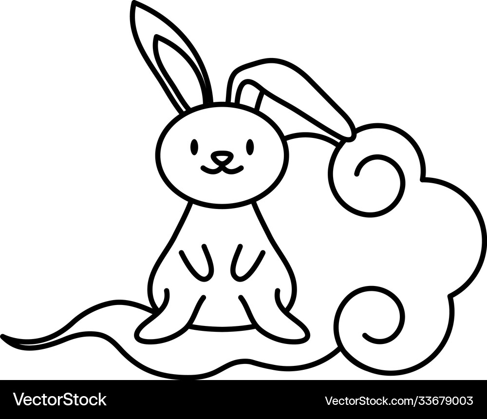 Mid autumn concept rabbit and oriental cloud icon Vector Image