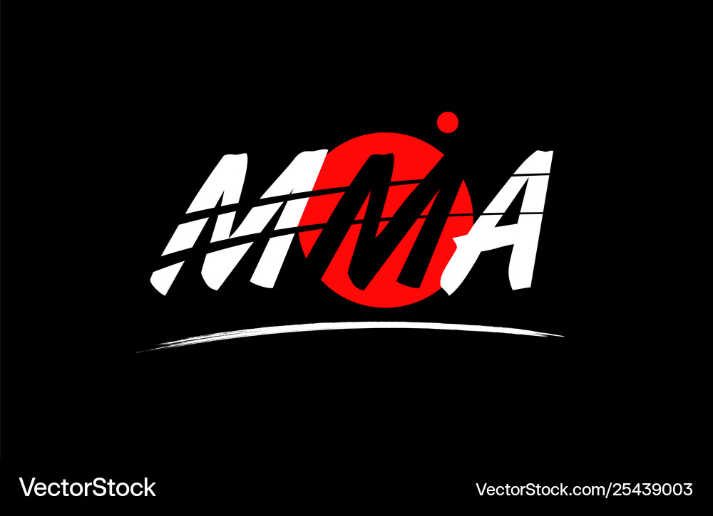 Mma word text logo icon with red circle design Vector Image