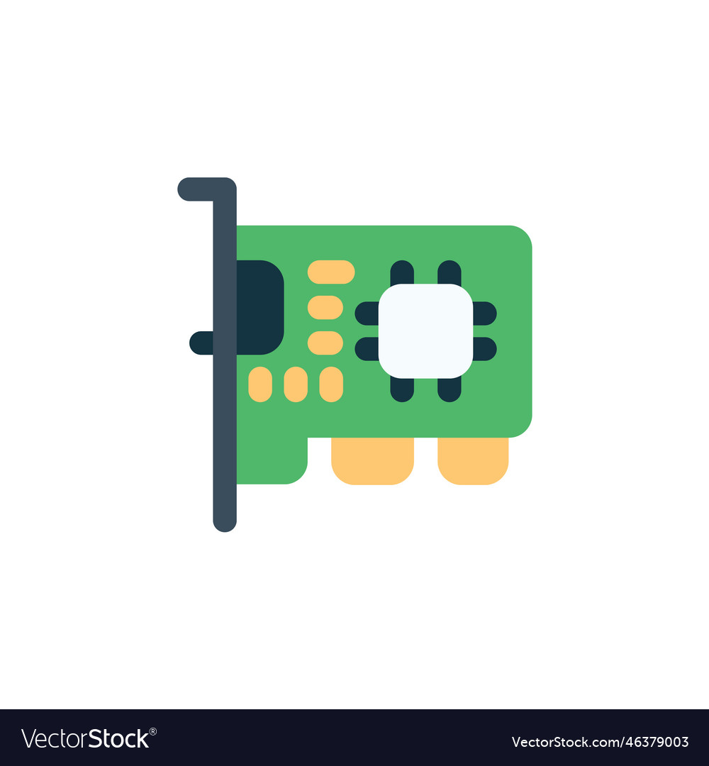Network card icon computer component icon flat Vector Image