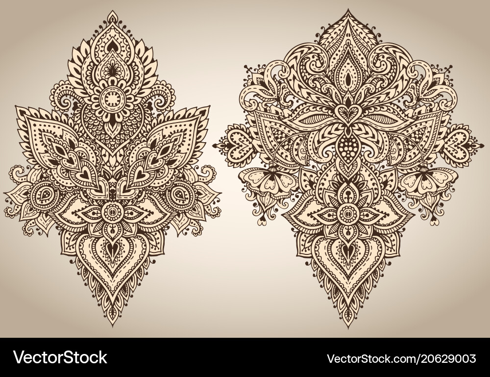Set of henna floral elements Royalty Free Vector Image