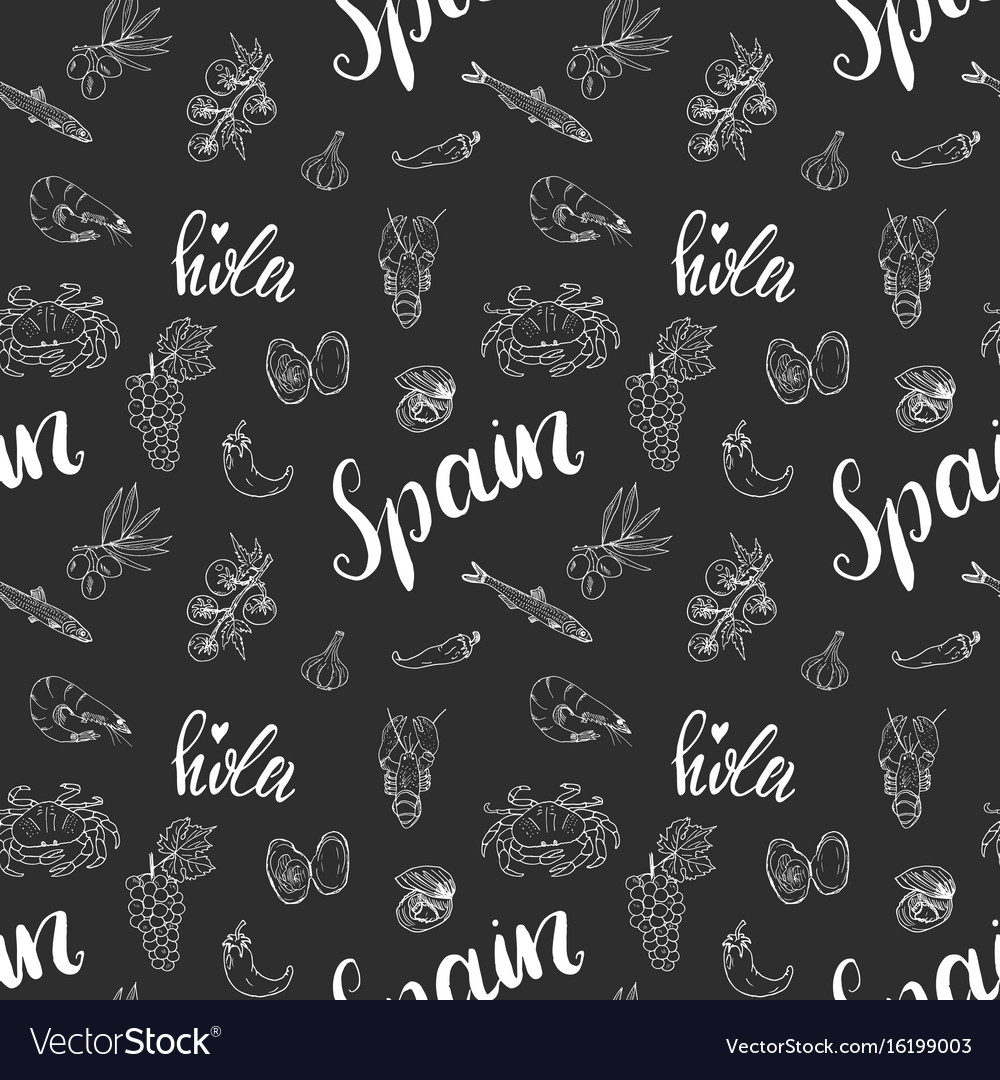 Spain seamless pattern doodle elements hand drawn Vector Image
