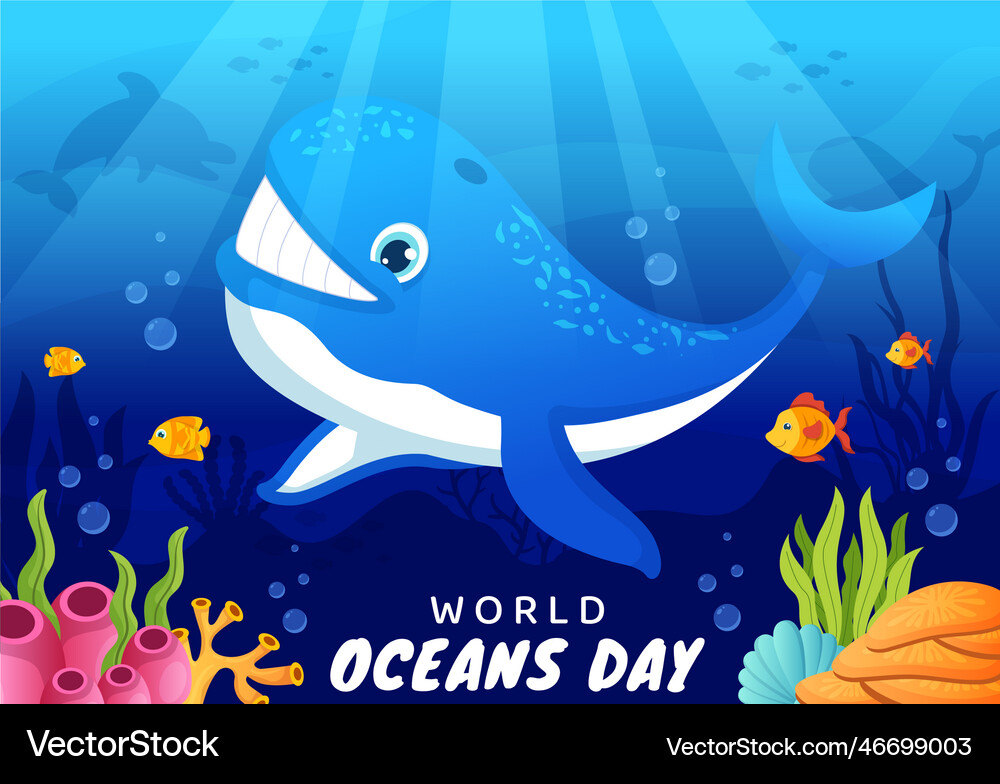 World oceans day to help protect and conserve Vector Image