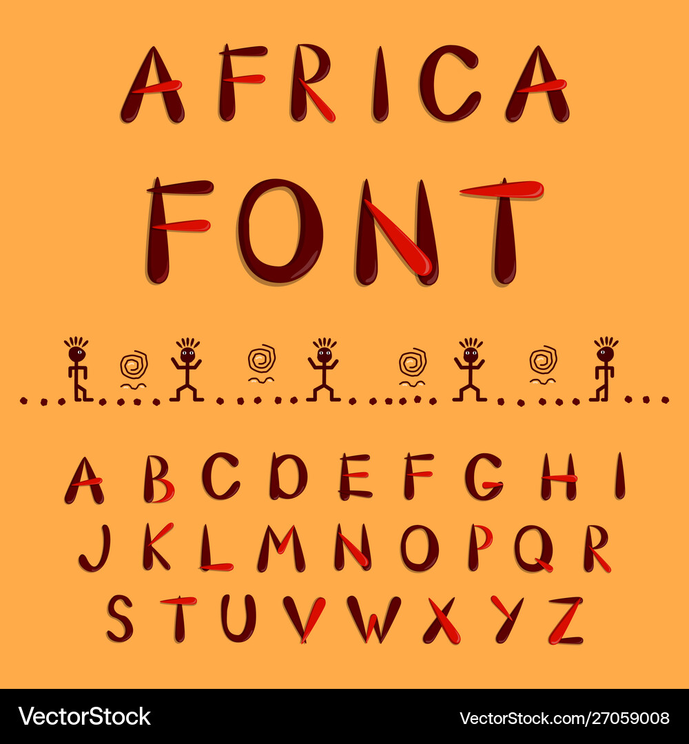 African ethnic alphabet drawn lettering Royalty Free Vector