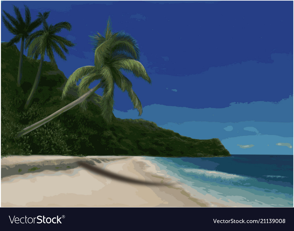 Beach and palm trees Royalty Free Vector Image