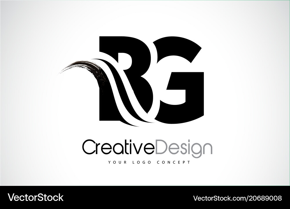 Bg b g creative brush black letters design with Vector Image