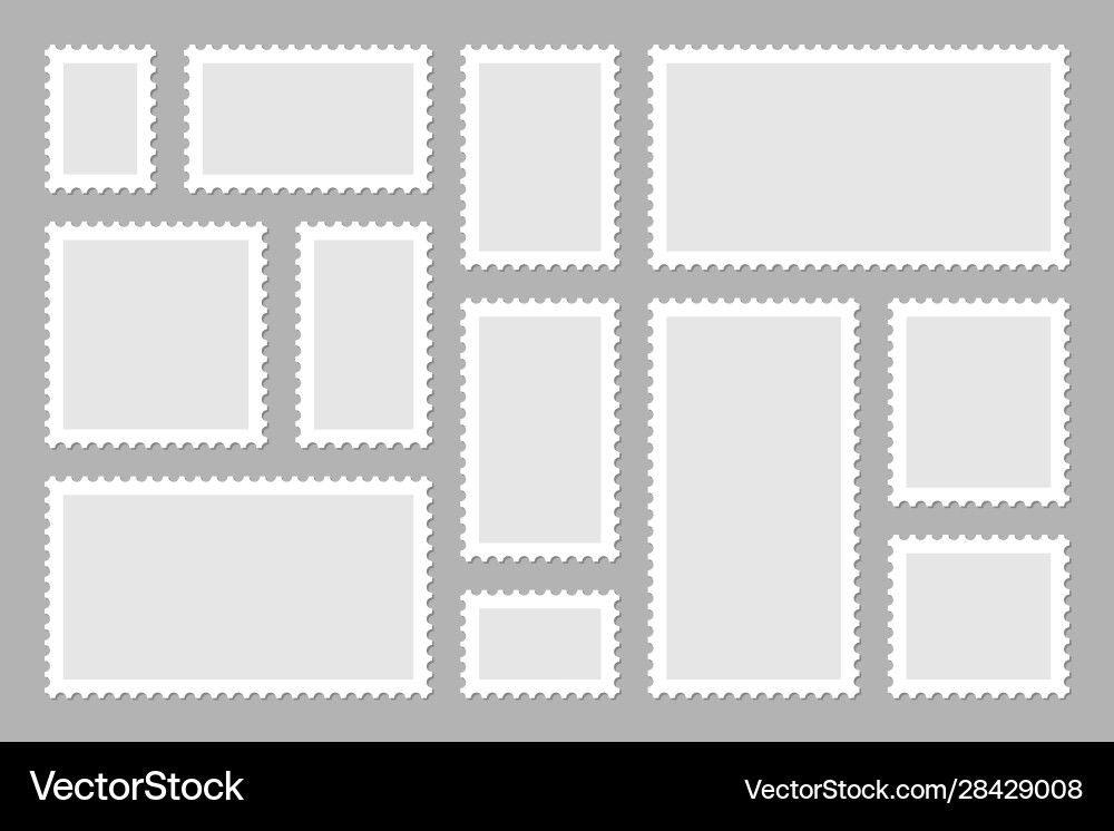 Blank postage stamps collection sticky paper Vector Image
