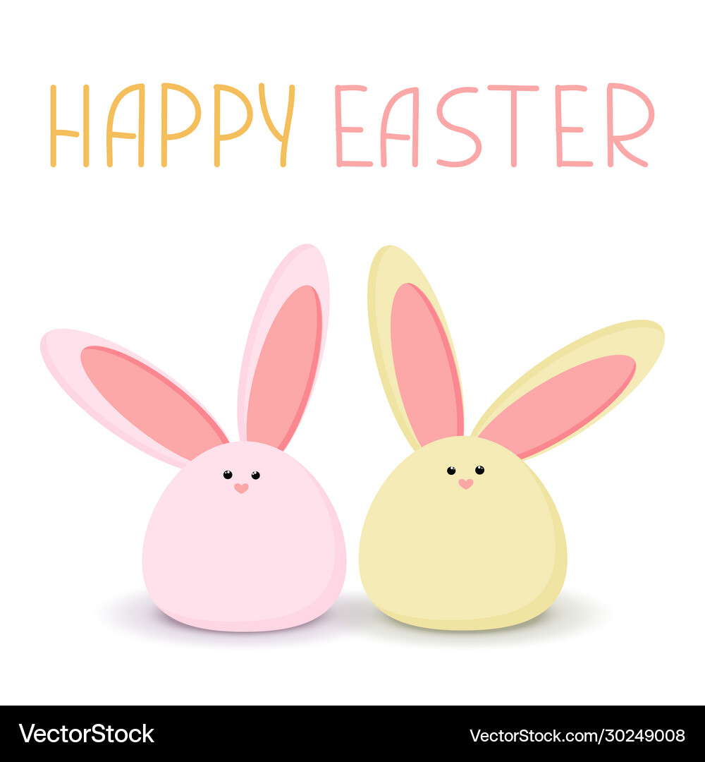 Colorful happy easter greeting card with rabbit Vector Image