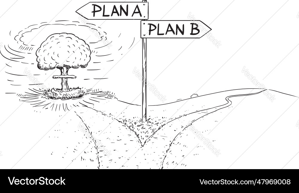 Crossroad with road sign plan a failed cartoon Vector Image