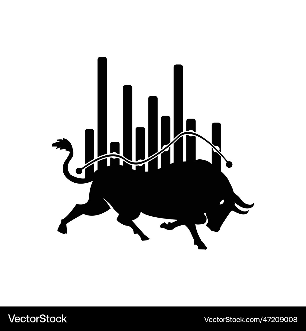 Finance treading logo bull design black Royalty Free Vector