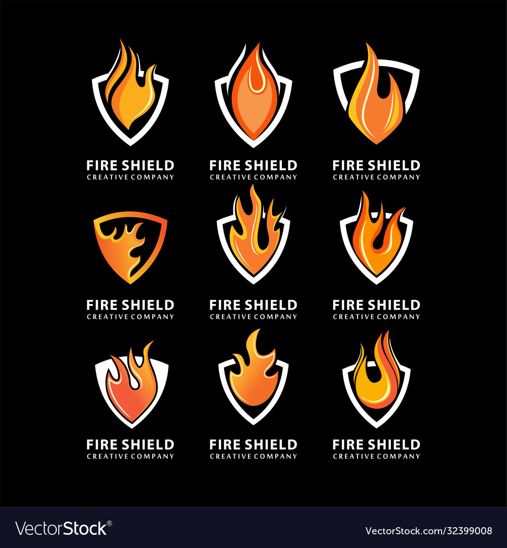 Fire shield logo design eps 10 Royalty Free Vector Image Fire shield logo design eps 10 Royalty Free Vector Image
