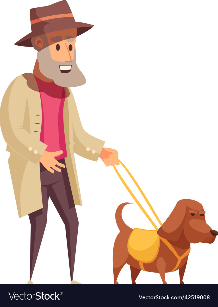 Guide dog elderly composition Royalty Free Vector Image