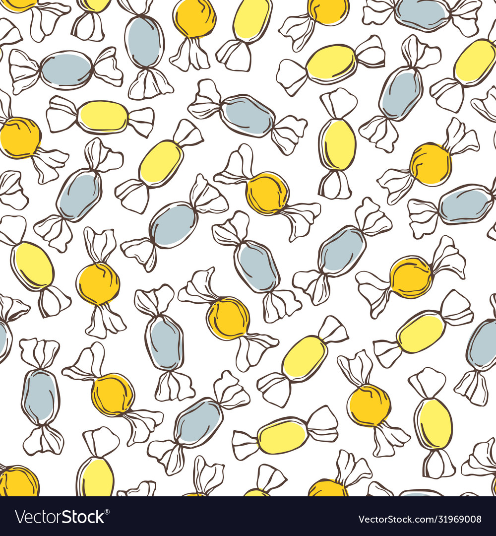 Hand drawn wrapped candy seamless pattern Vector Image