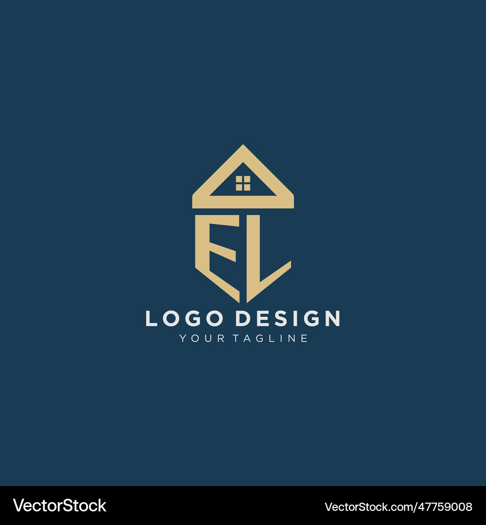 Initial letter el with simple house roof creative Vector Image