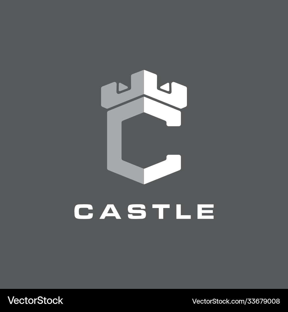 Letter c with castle icon logocastle logo Vector Image
