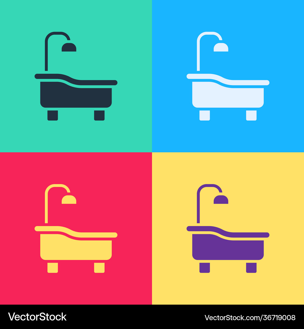 Pop art bathtub icon isolated on color background Vector Image