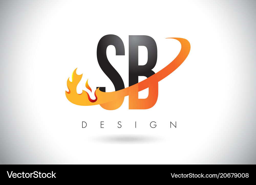 Sb s b letter logo with fire flames design Vector Image
