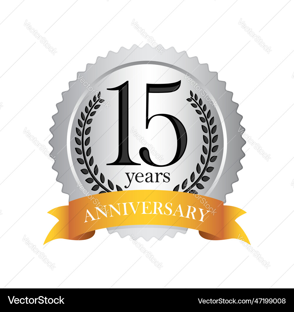 Silver anniversary medal icon 15th anniversary Vector Image