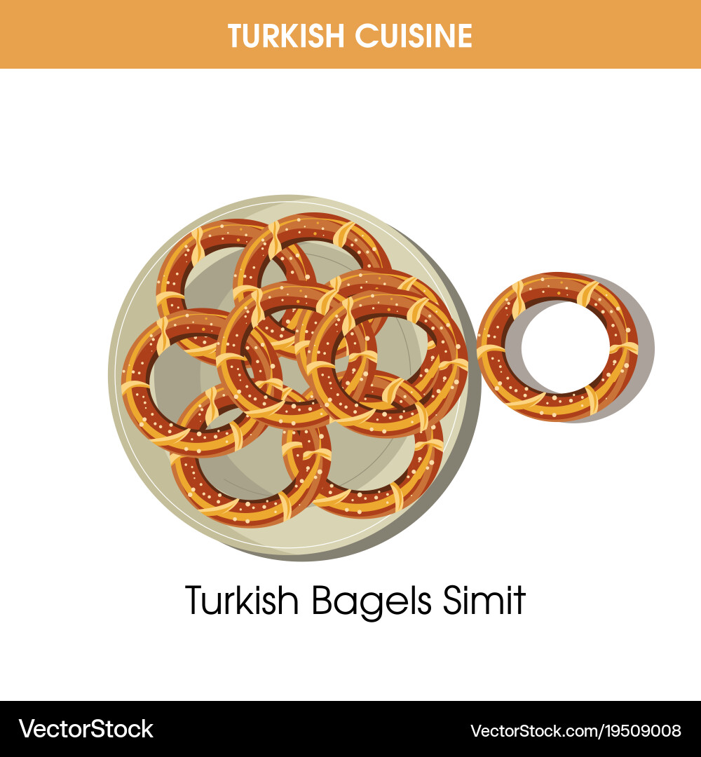 Turkish bagels simit on plate from traditional Vector Image