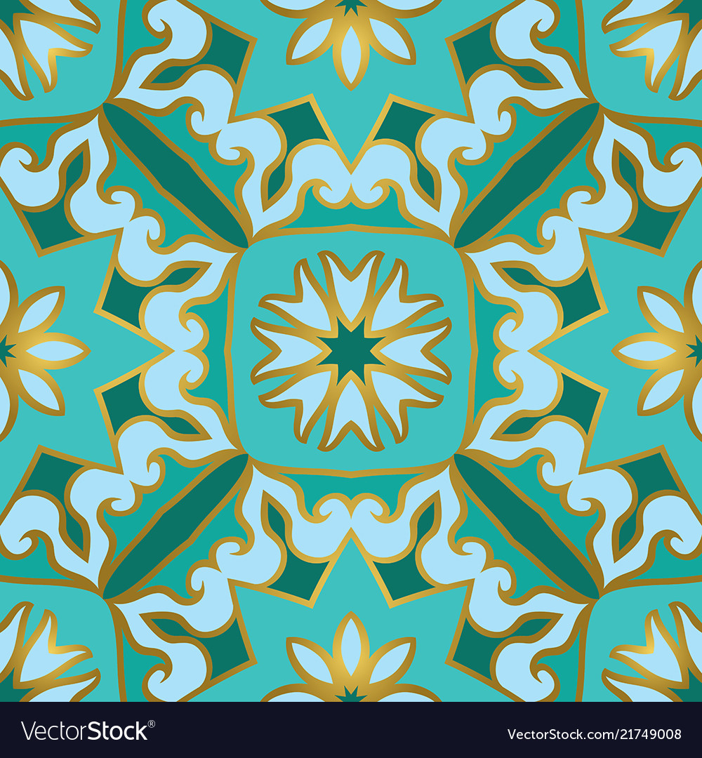Turquoise pattern for tiles Royalty Free Vector Image