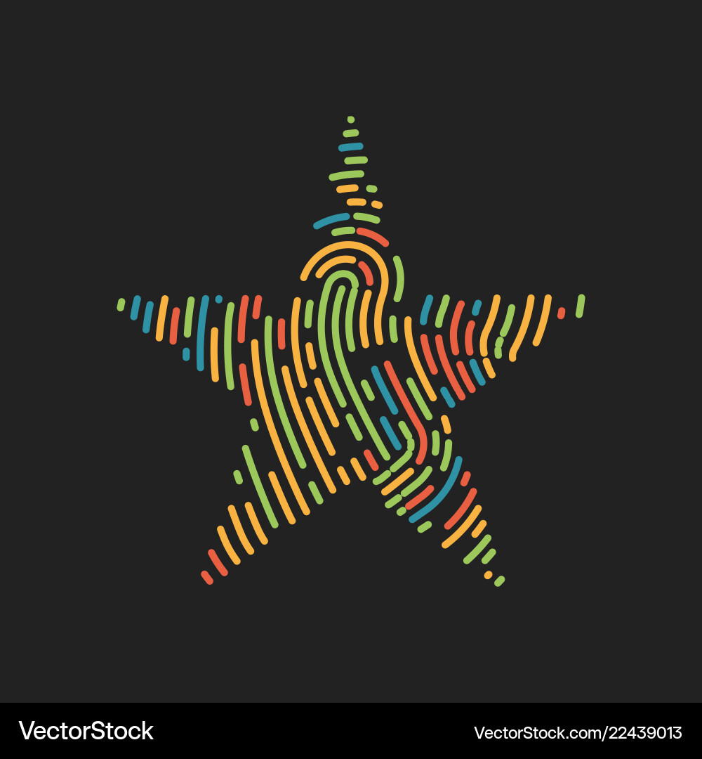 Abstract star with colorful fingerprint texture Vector Image