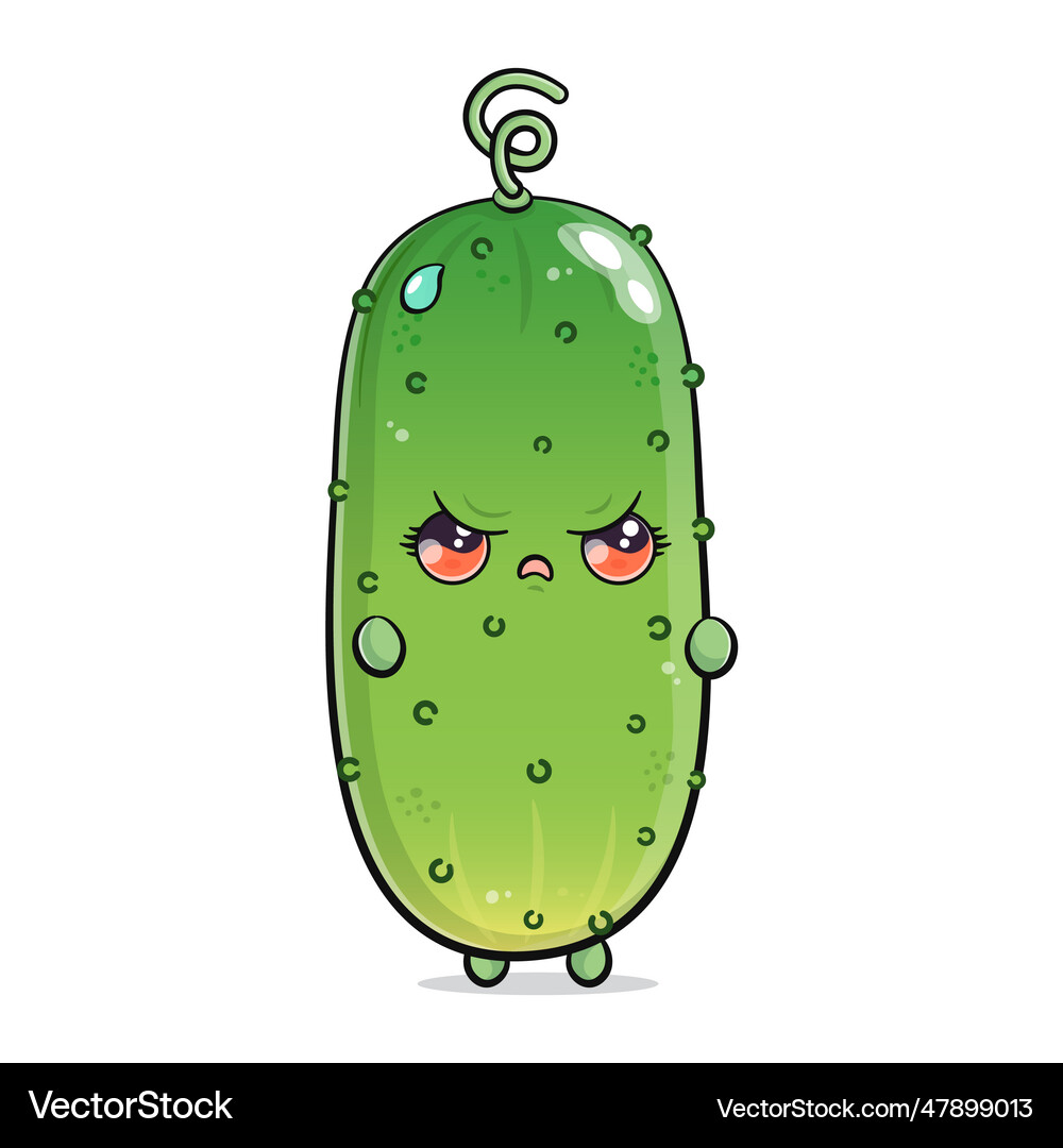 Angry cucumber character hand drawn cartoon Vector Image