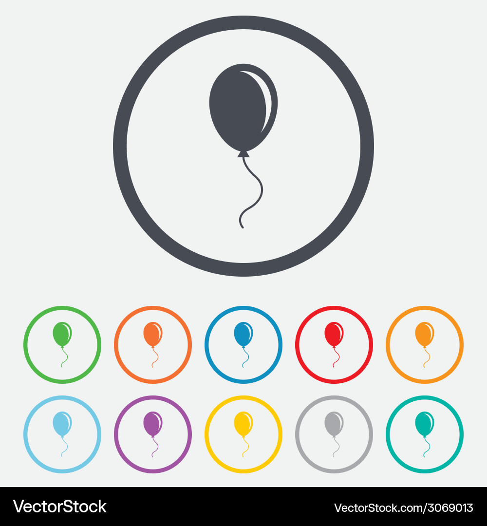 Balloon sign icon air with rope Royalty Free Vector Image