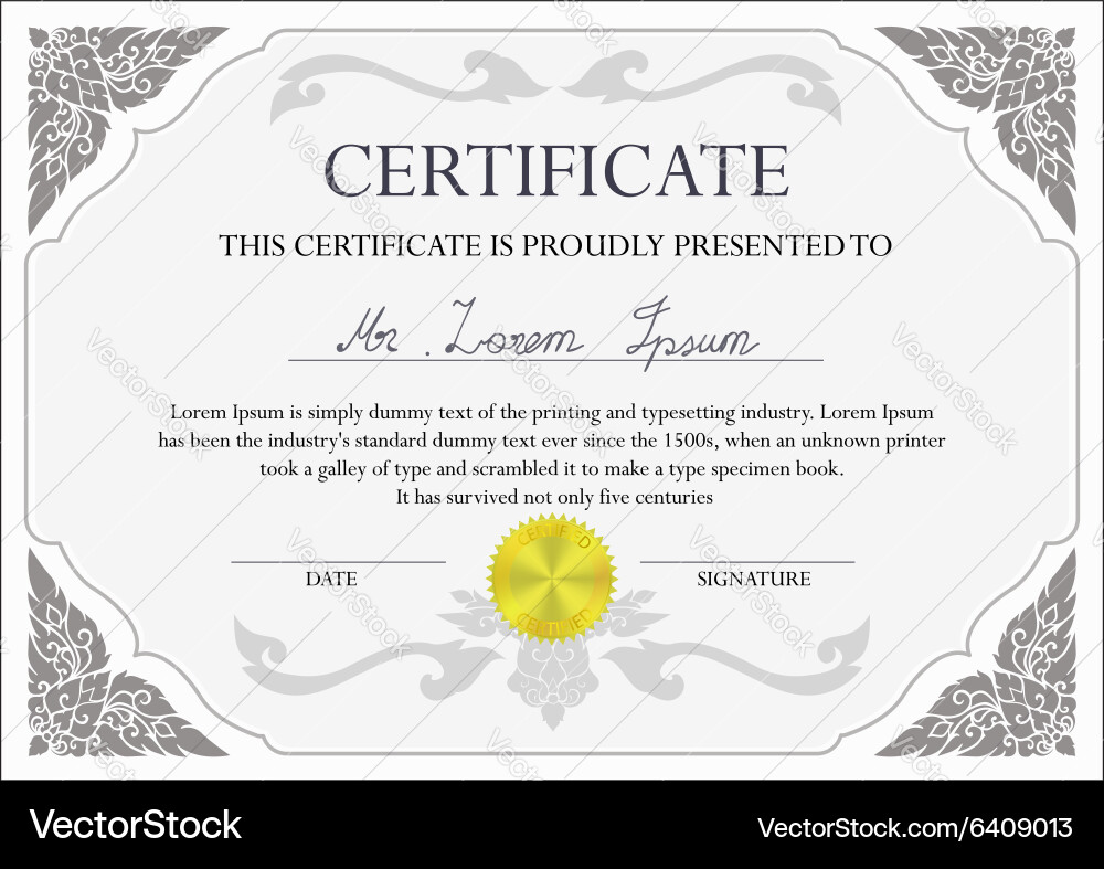 Certificate document template Royalty Free Vector Image