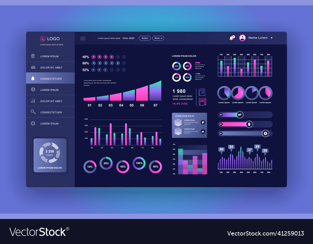 Dashboard ui admin panel design template Vector Image