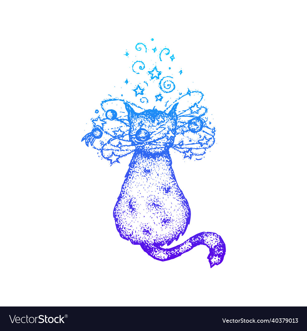 Dotwork dizzy cat gradient Royalty Free Vector Image