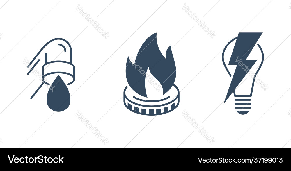 Electricity gasification water supply flat icons Vector Image