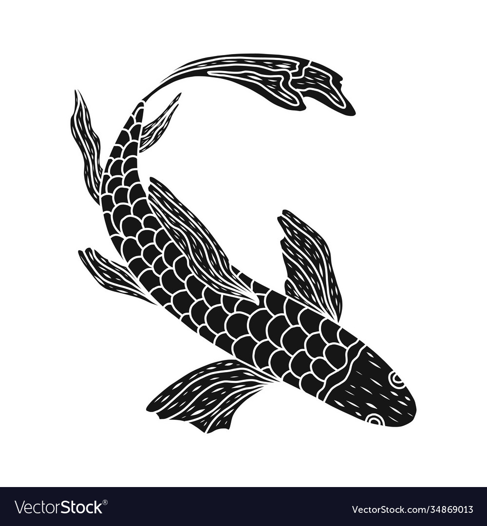 Engraved fish pattern hand Royalty Free Vector Image