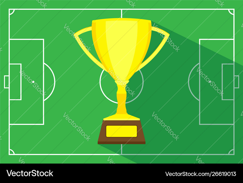 Football field cup winner Royalty Free Vector Image