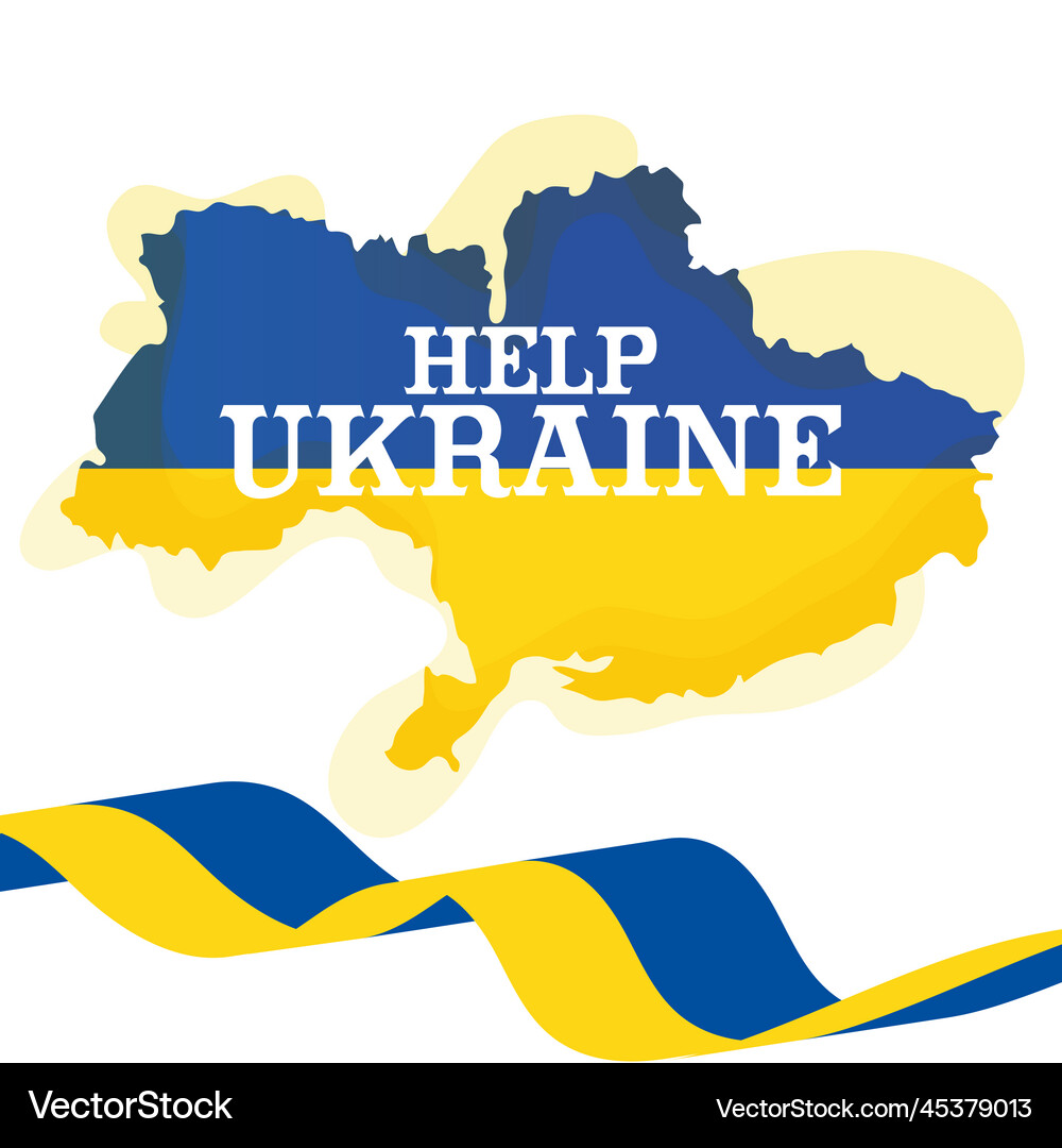 Isolated ukraine map with flag help Royalty Free Vector