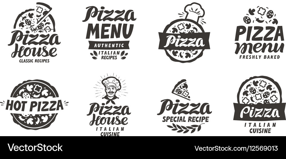 Pizza italian collection labels for menu design Vector Image