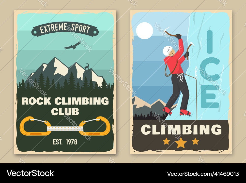 Set of climbing retro posters Royalty Free Vector Image