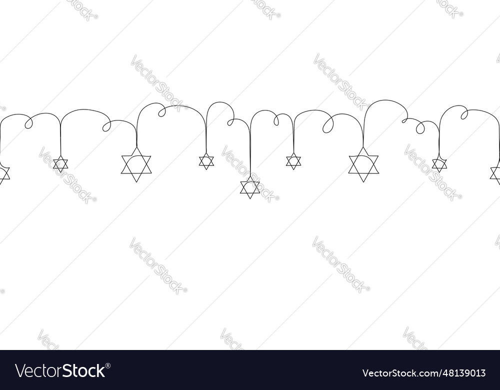 Star of david one continuous line seamless border Vector Image