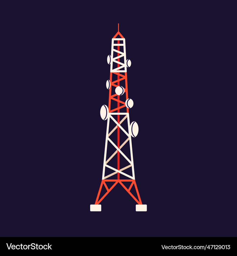 Telecommunication tower radio mast pole Royalty Free Vector