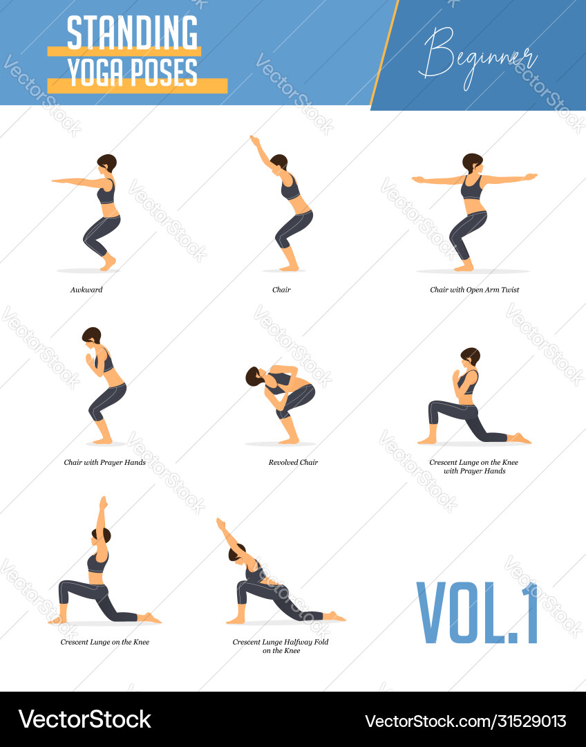 Yoga poses for concept balancing standing poses Vector Image