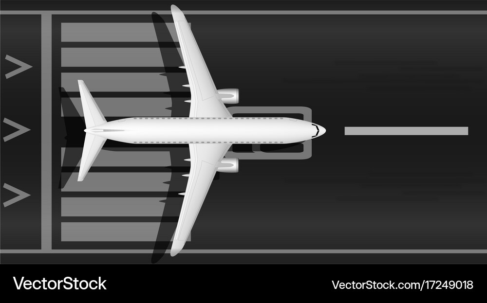 A modern jet passenger white plane on the runway Vector Image