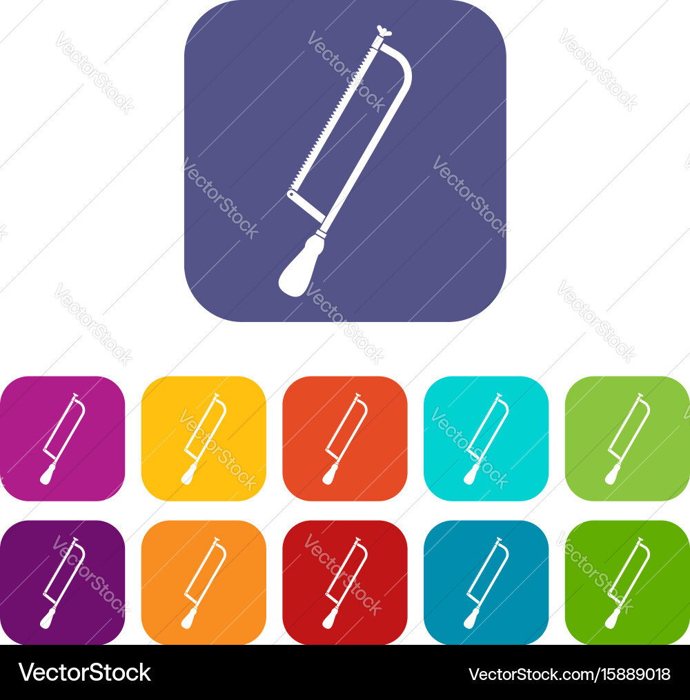 Amputation and surgical saw icons set flat Vector Image