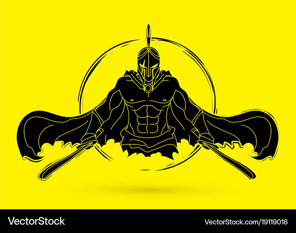 Angry spartan warrior with swords Royalty Free Vector Image