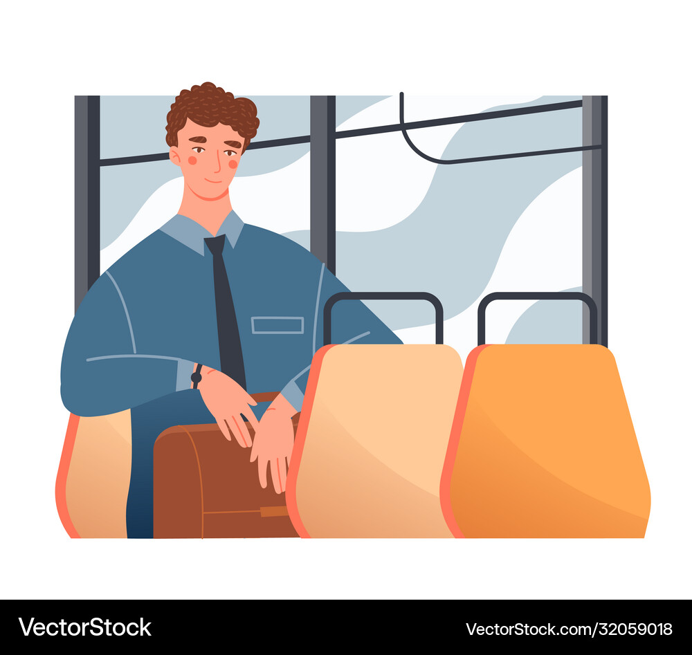 Businessman taking public transport to work Vector Image