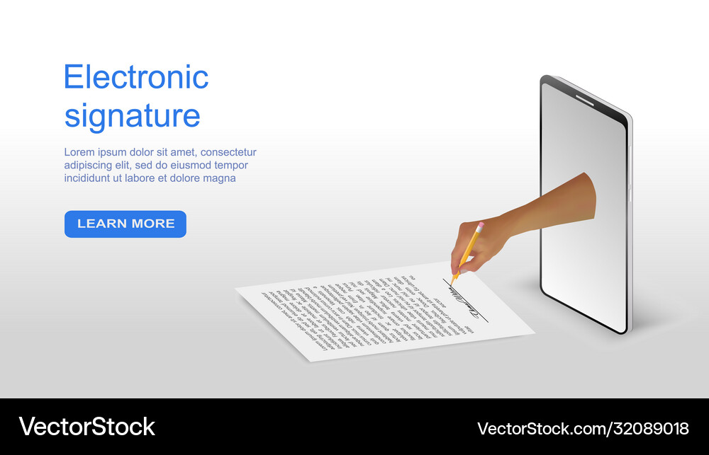 Concept digital signature via mobile phone Vector Image