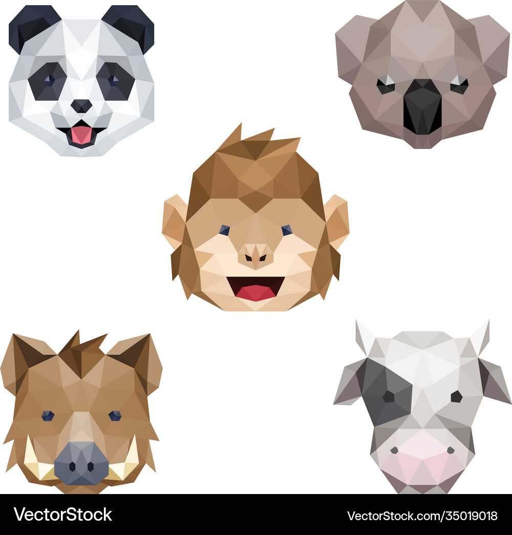 Cute animal face with polygonal geometric style Vector Image