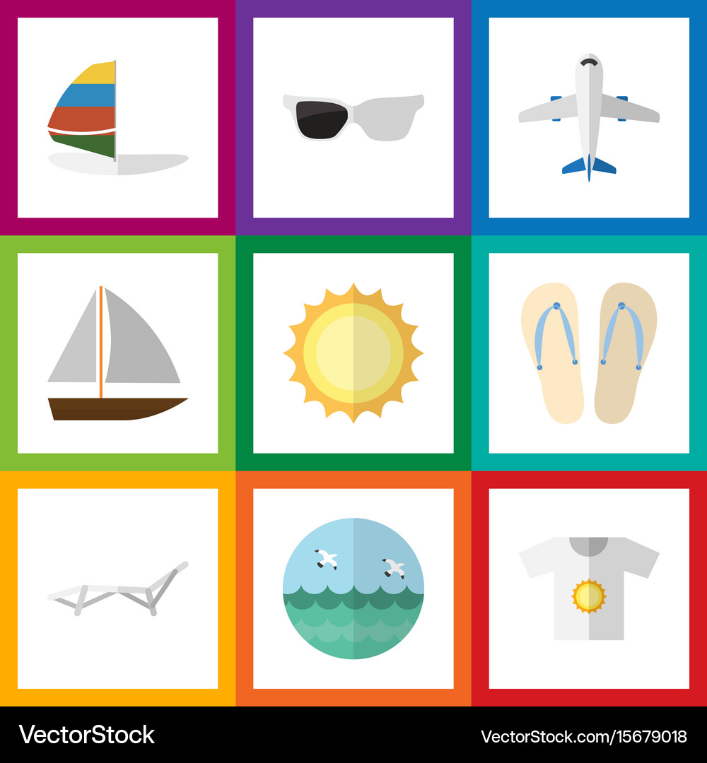Flat icon season set spectacles aircraft Vector Image