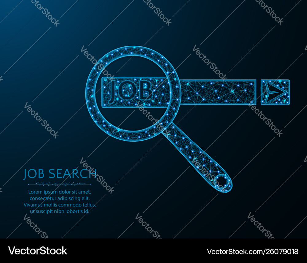 Job search low poly design magnifying glass Vector Image